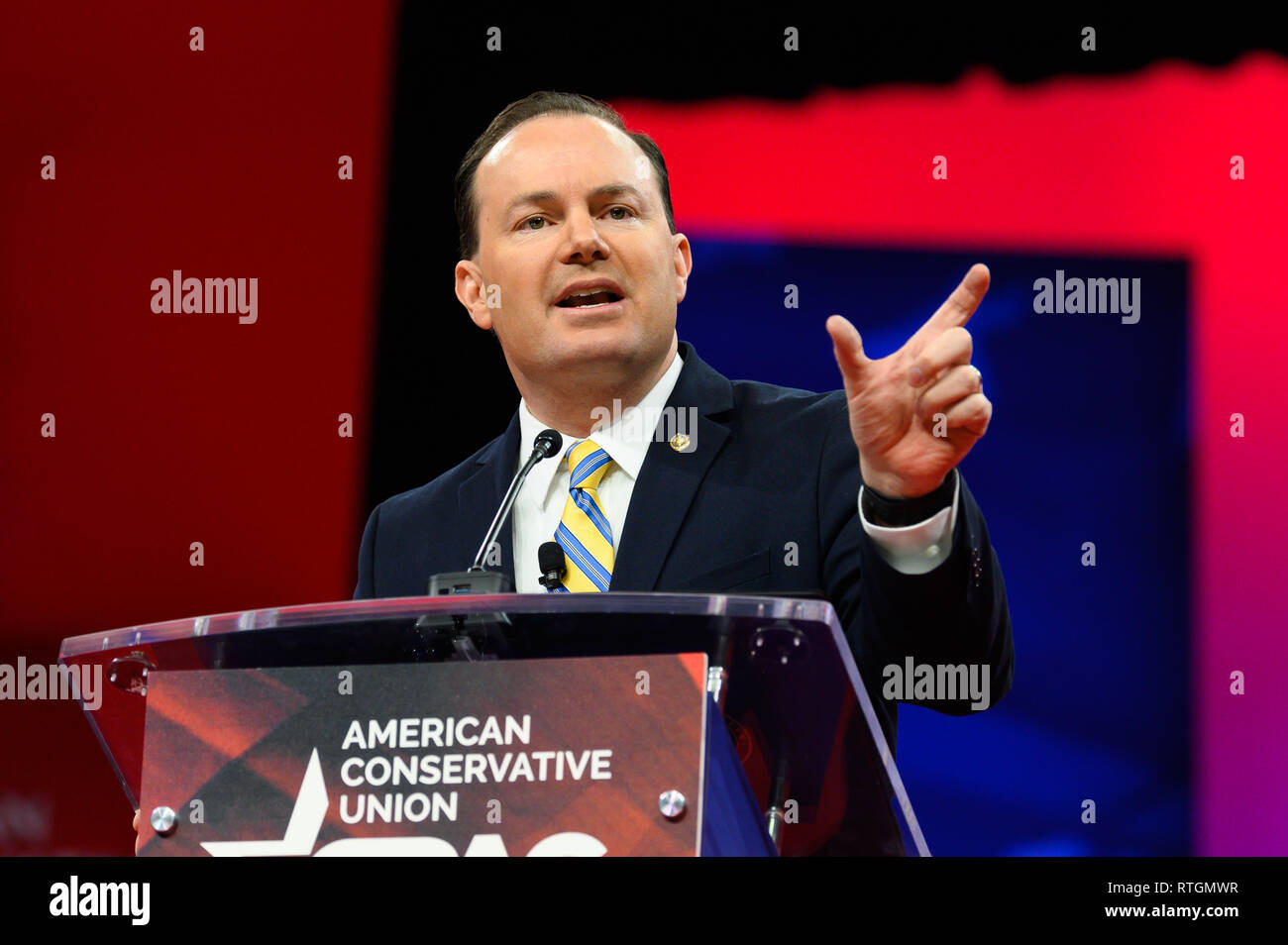 U.S. Senator Mike Lee (R-UT) seen speaking during the American Conservative Union's Conservative ...