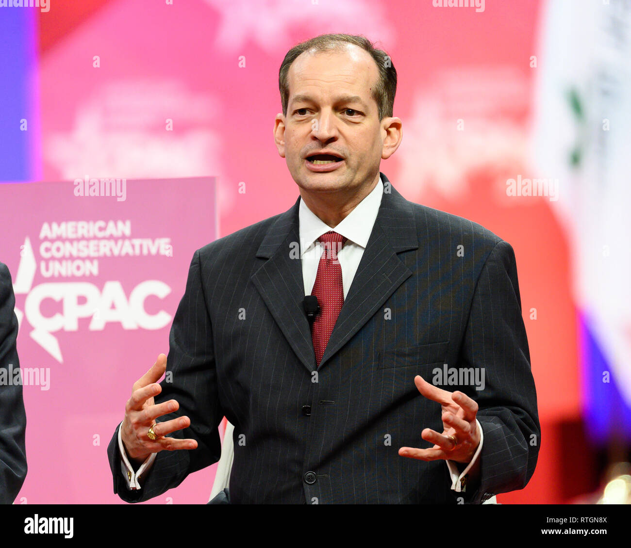 Alex Acosta, United States Secretary of Labor, seen speaking during the ...