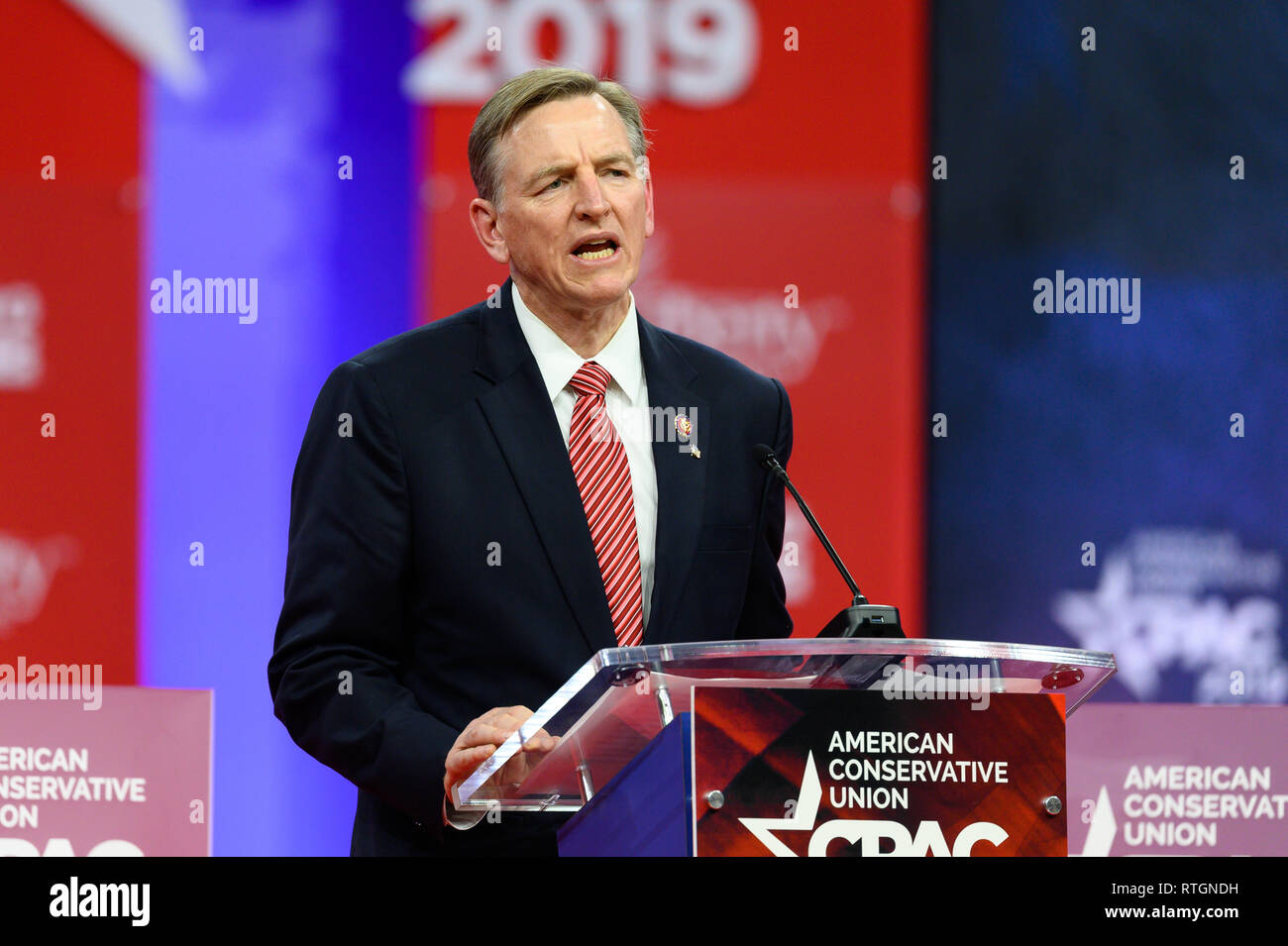 U.S. Representative Paul Gosar (R-AZ) seen speaking during the American Conservative Union's ...