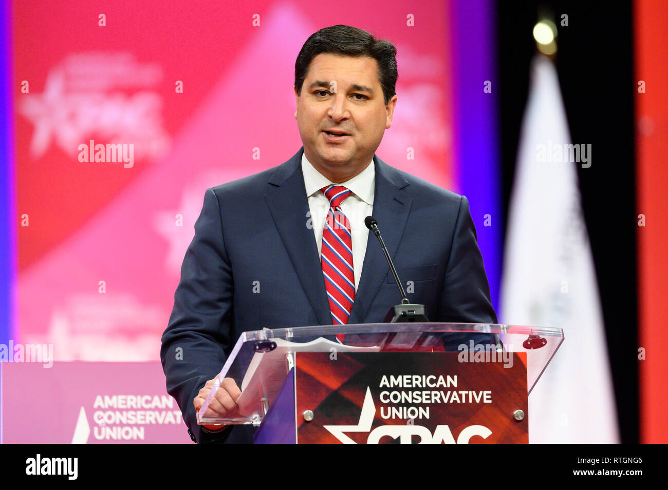U.S. Representative David Rouzer (R-NC) seen speaking during the American Conservative Union's ...