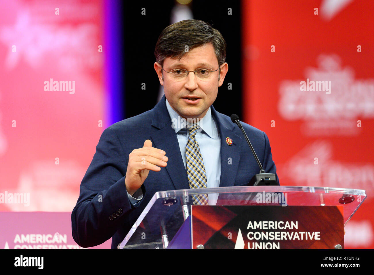 U.S. Representative Mike Johnson (R-LA) seen speaking during the American Conservative Union's ...