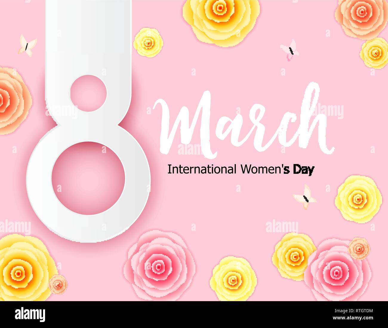 Women's Day Greeting Card 8 March Vector Illustration Stock Vector ...