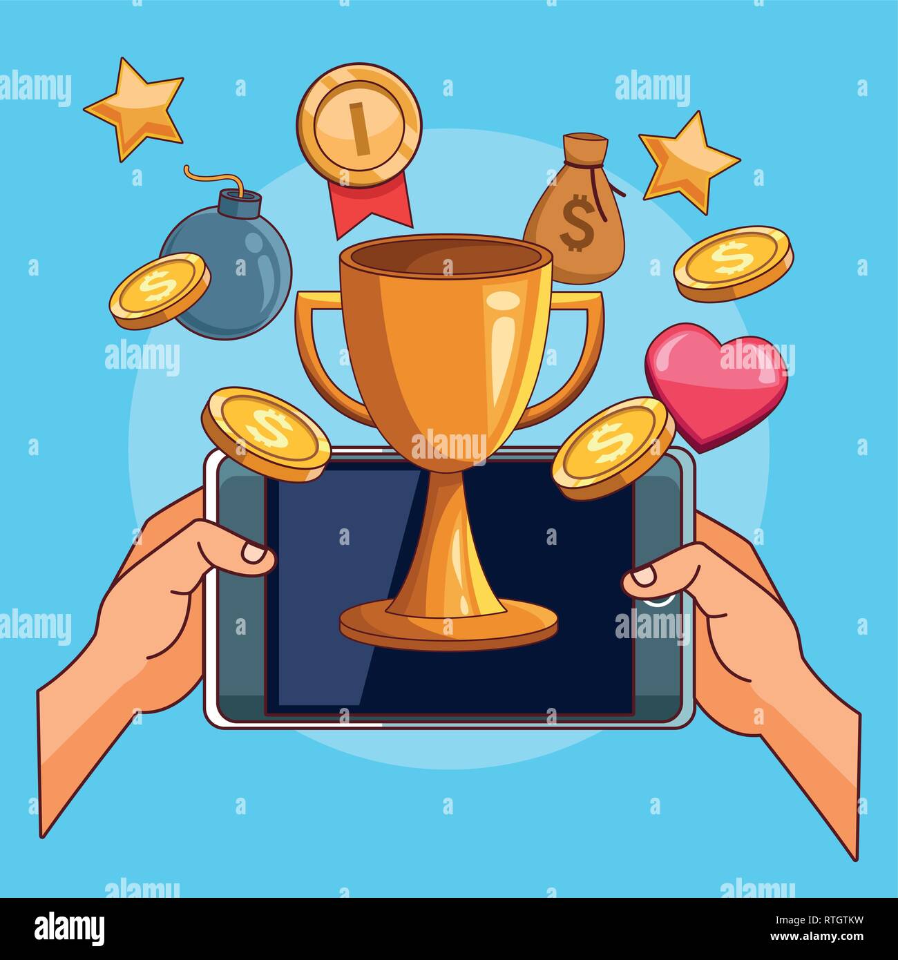 Teen playing computer games Stock Vector Images - Alamy