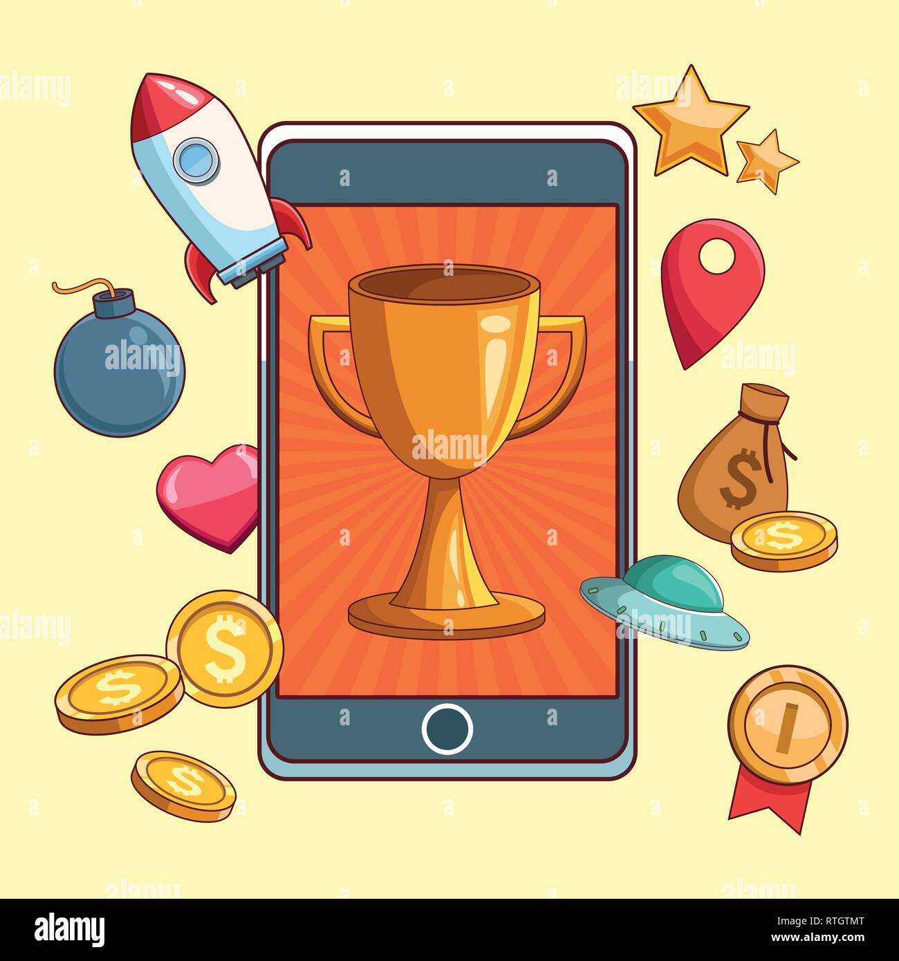 Smartphone games cartoons Stock Vector Image & Art - Alamy