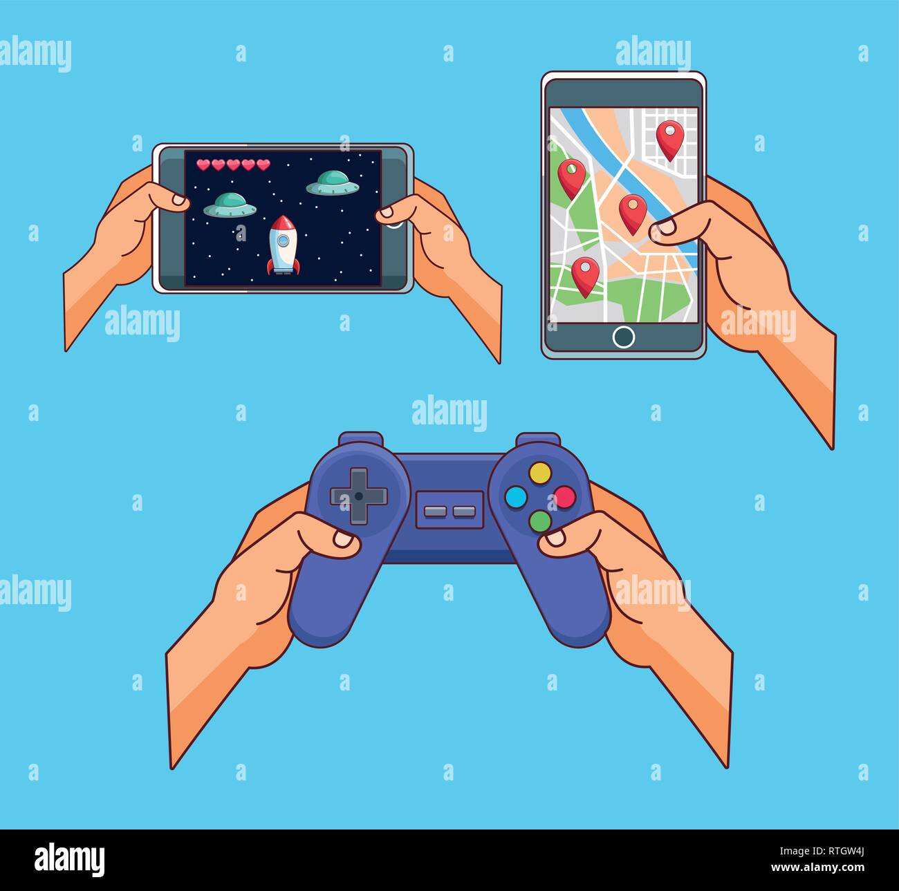 Smartphone games cartoons Stock Vector Image & Art - Alamy