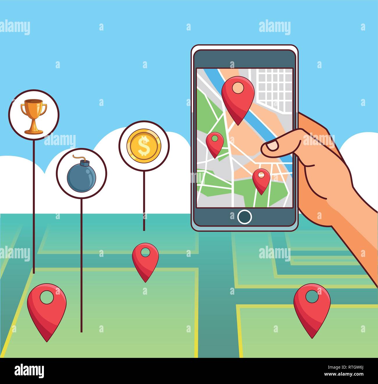 Smartphone games cartoons Stock Vector Image & Art - Alamy