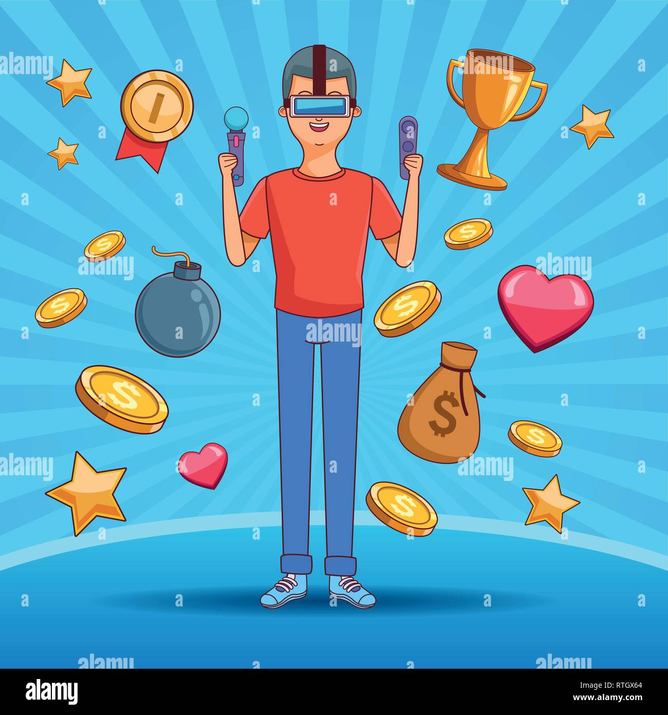 Teenager with videogame cartoon Stock Vector Image & Art - Alamy