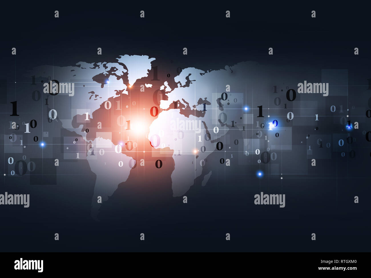 binary coding web technology connections blue background Stock Photo ...