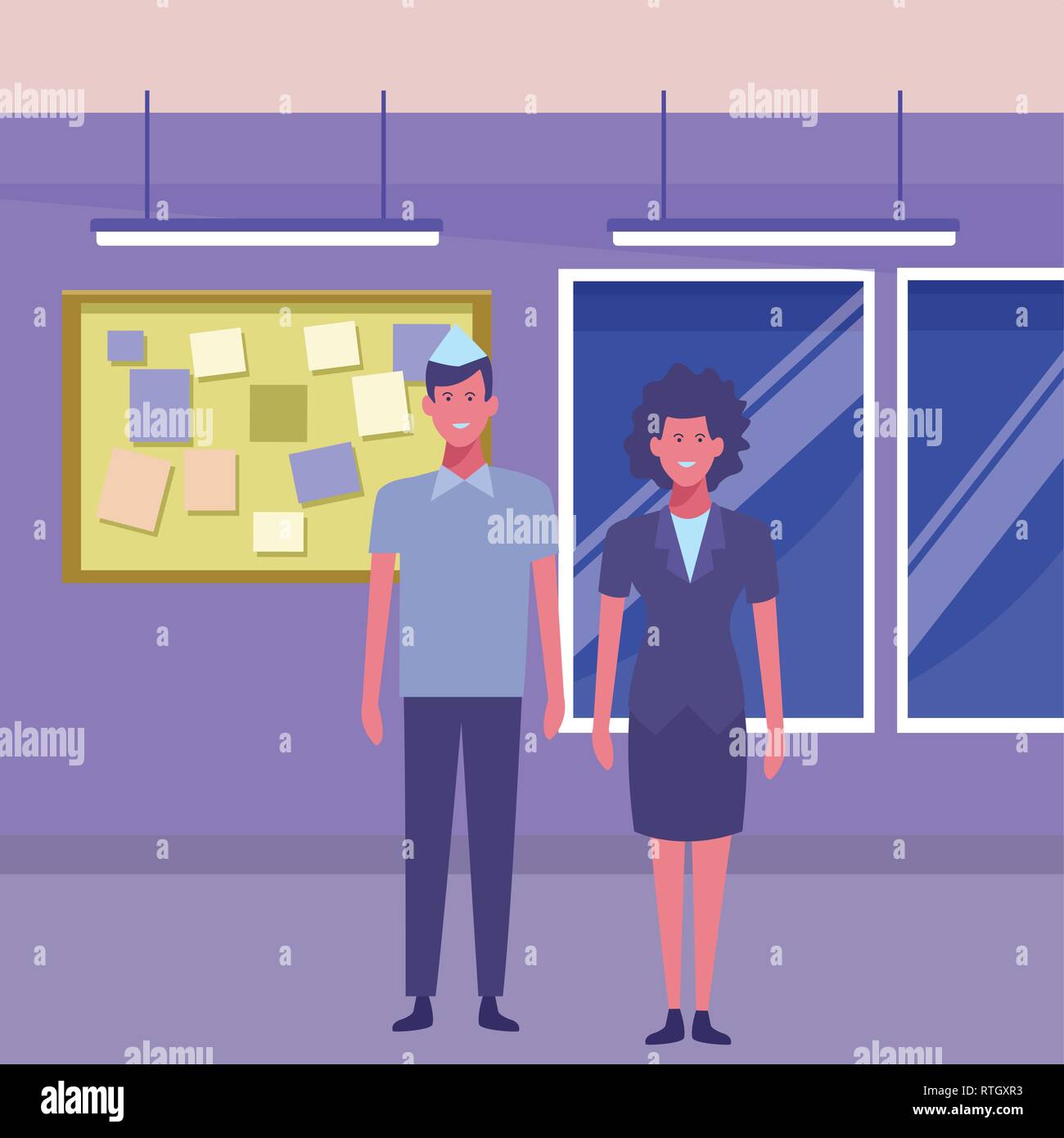 supermarket cashier and manager cartoon Stock Vector Image & Art - Alamy