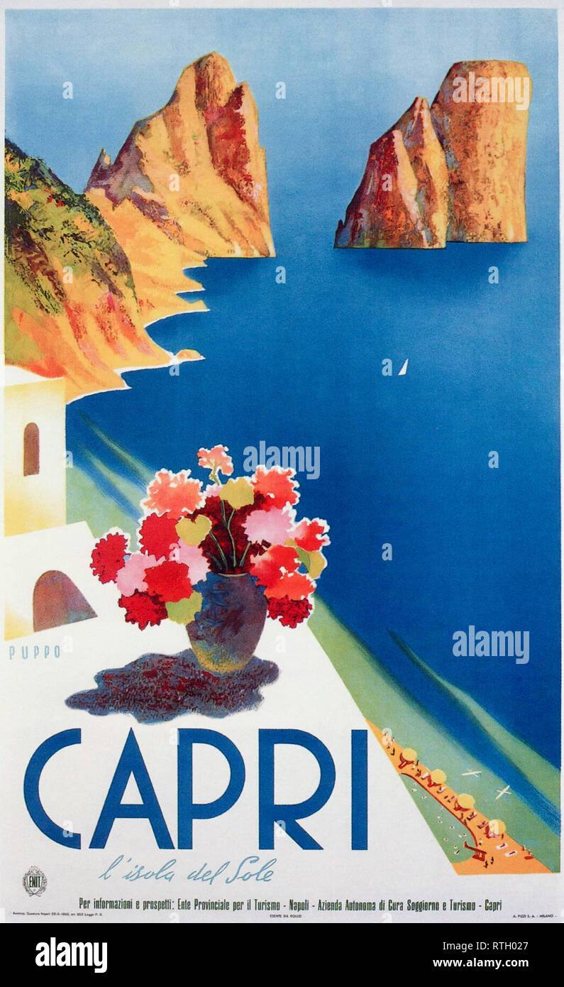 Vintage Capri, Italy, ravel poster advertisment Stock Photo - Alamy