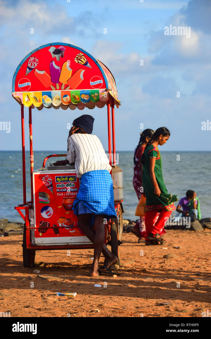Ice Cream cart vendor, Pondicherry, Puducherry, Tamil Nadu, India Stock ...