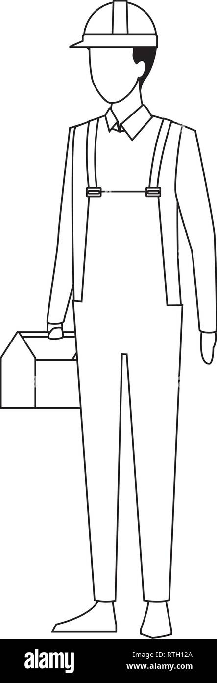 construction worker worker avatar in black and white Stock Vector Image ...