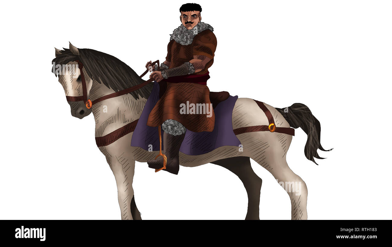 Portrait of traditional turkish warrior and hunter man Stock Photo - Alamy