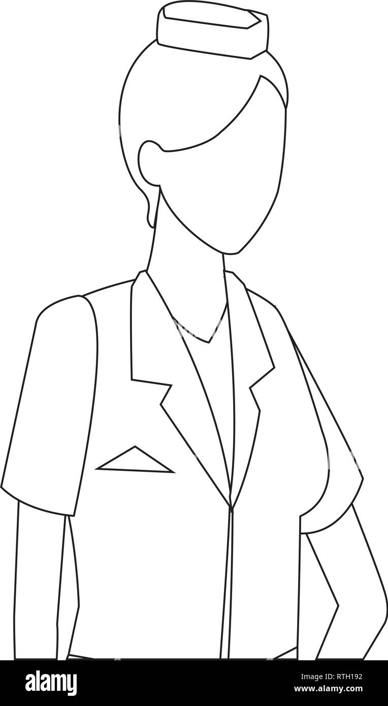 steward woman worker avatar in black and white Stock Vector Image & Art ...