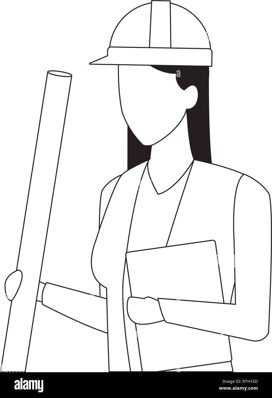 Architect worker avatar in black and white Stock Vector Image & Art - Alamy
