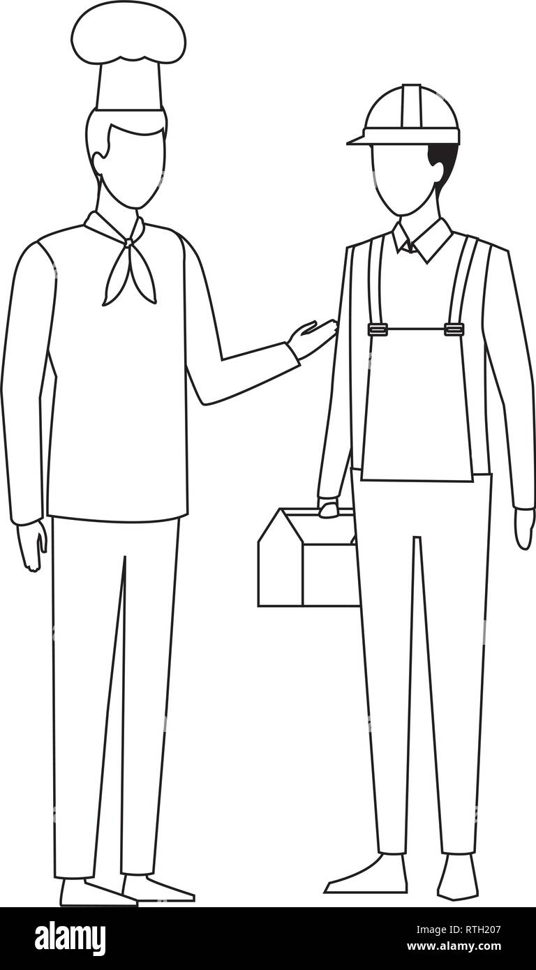 Jobs and professions avatar in black and white Stock Vector Image & Art ...