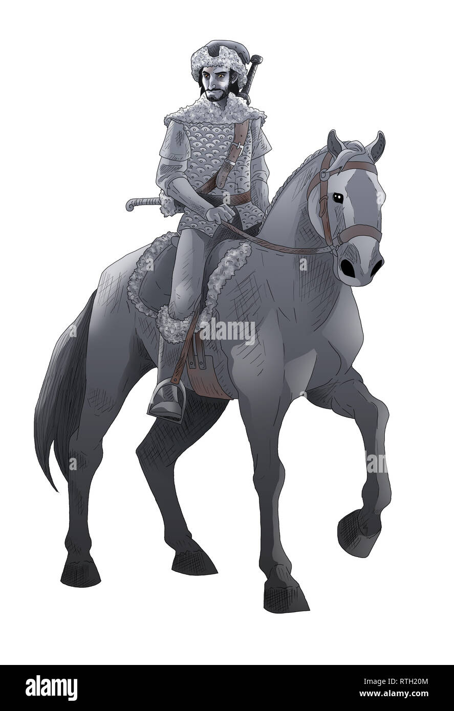 Portrait of traditional turkish warrior and hunter man Stock Photo - Alamy