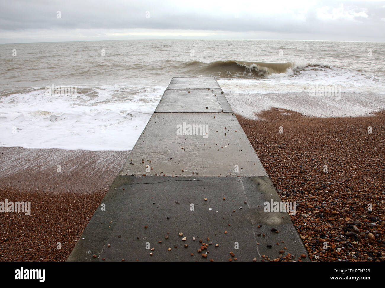 St. Leonards-on-Sea near Hastings East Sussex/England: Waves pounding ...