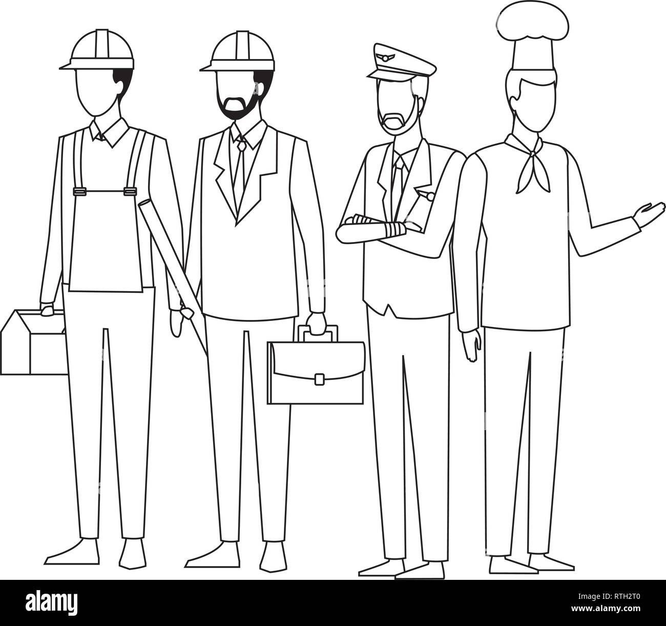 Jobs and professions avatar in black and white Stock Vector Image & Art ...