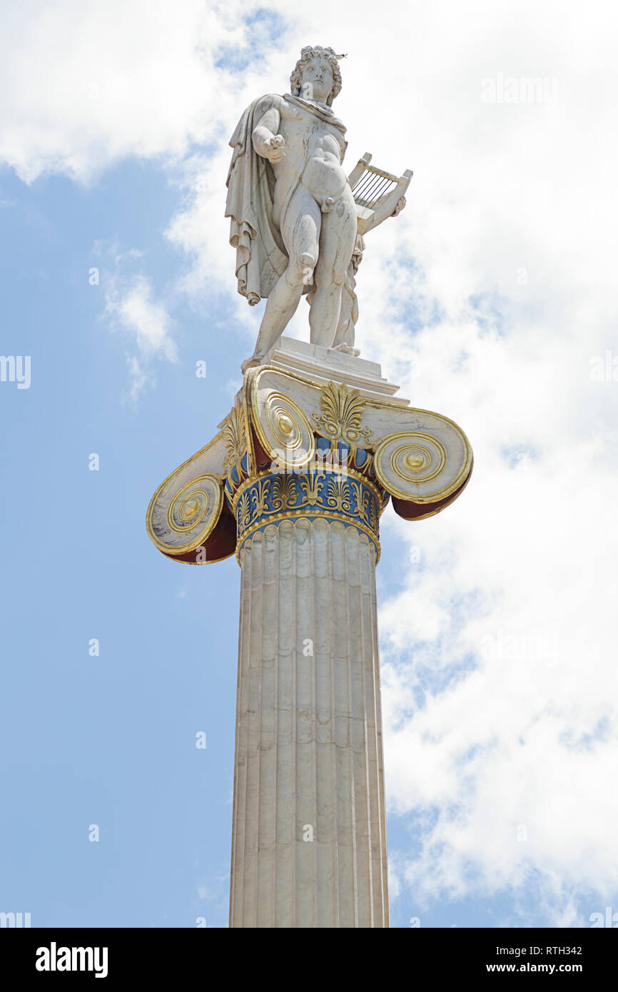 Statue of Apollo god, it is located by the main entrance of the Academy ...
