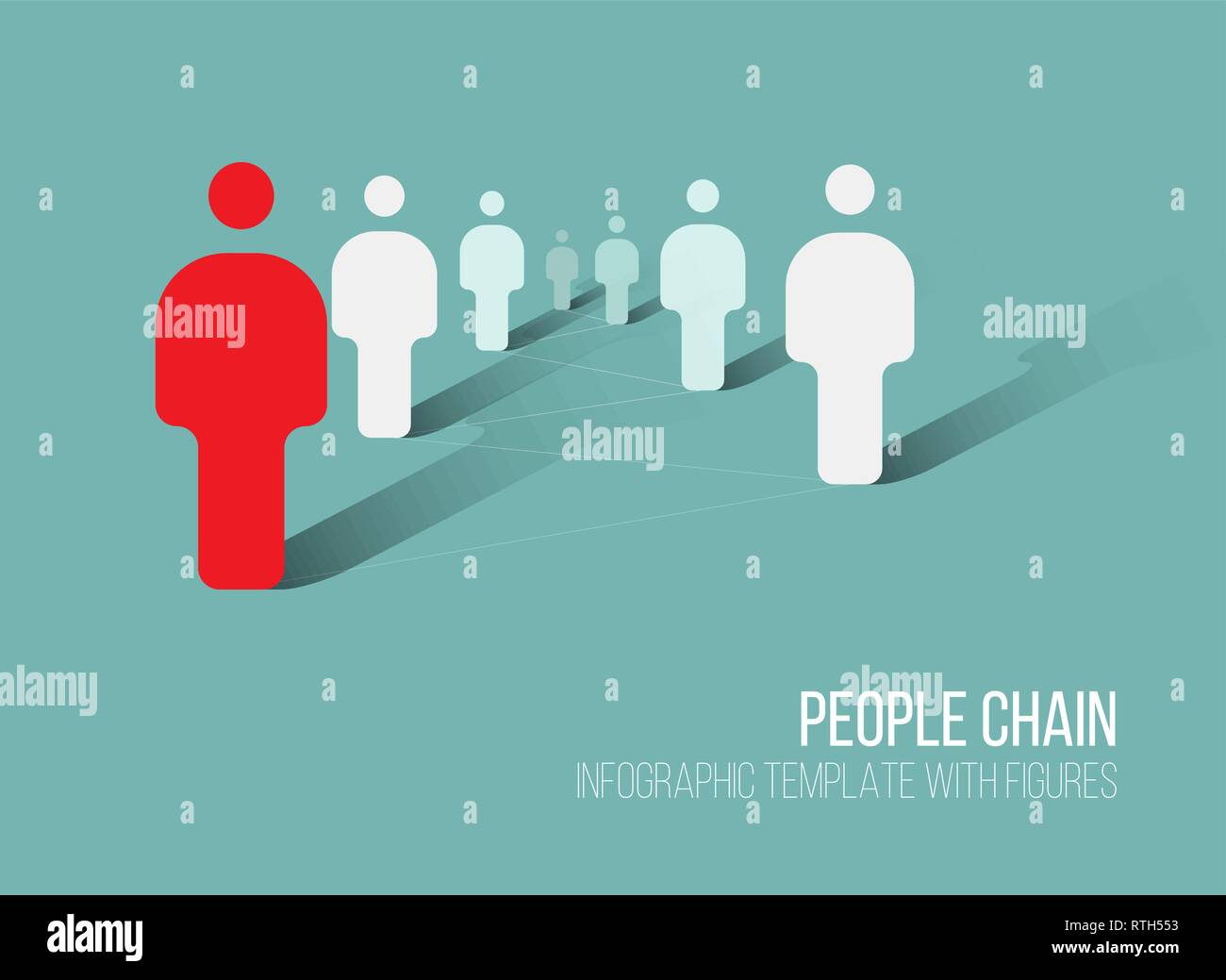 Minimalist people network 3d diagram template - teal version Stock ...