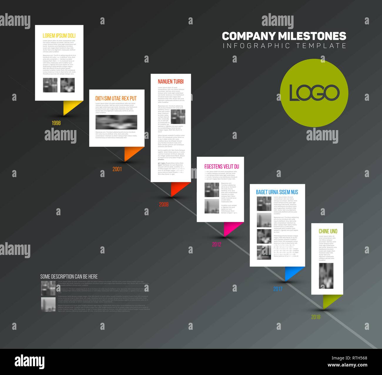 Vector Infographic timeline report template with paper bubbles, photos ...