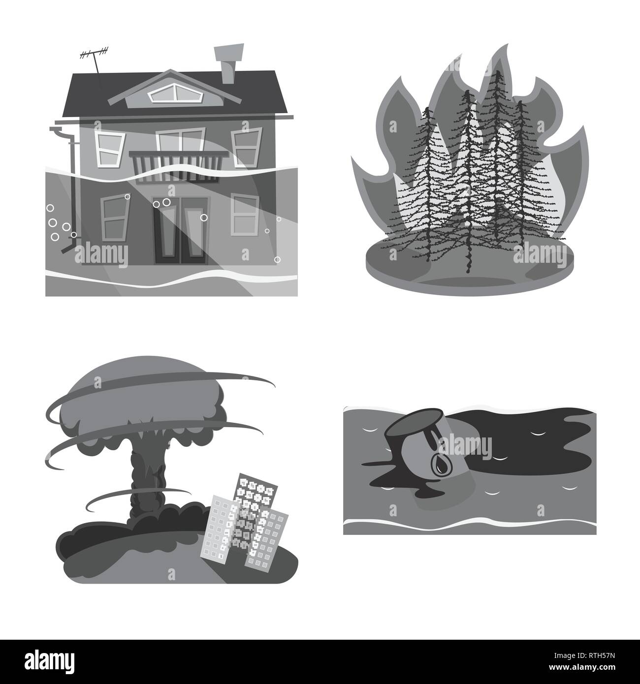 Vector illustration of nature and apocalypse icon. Set of nature and ...