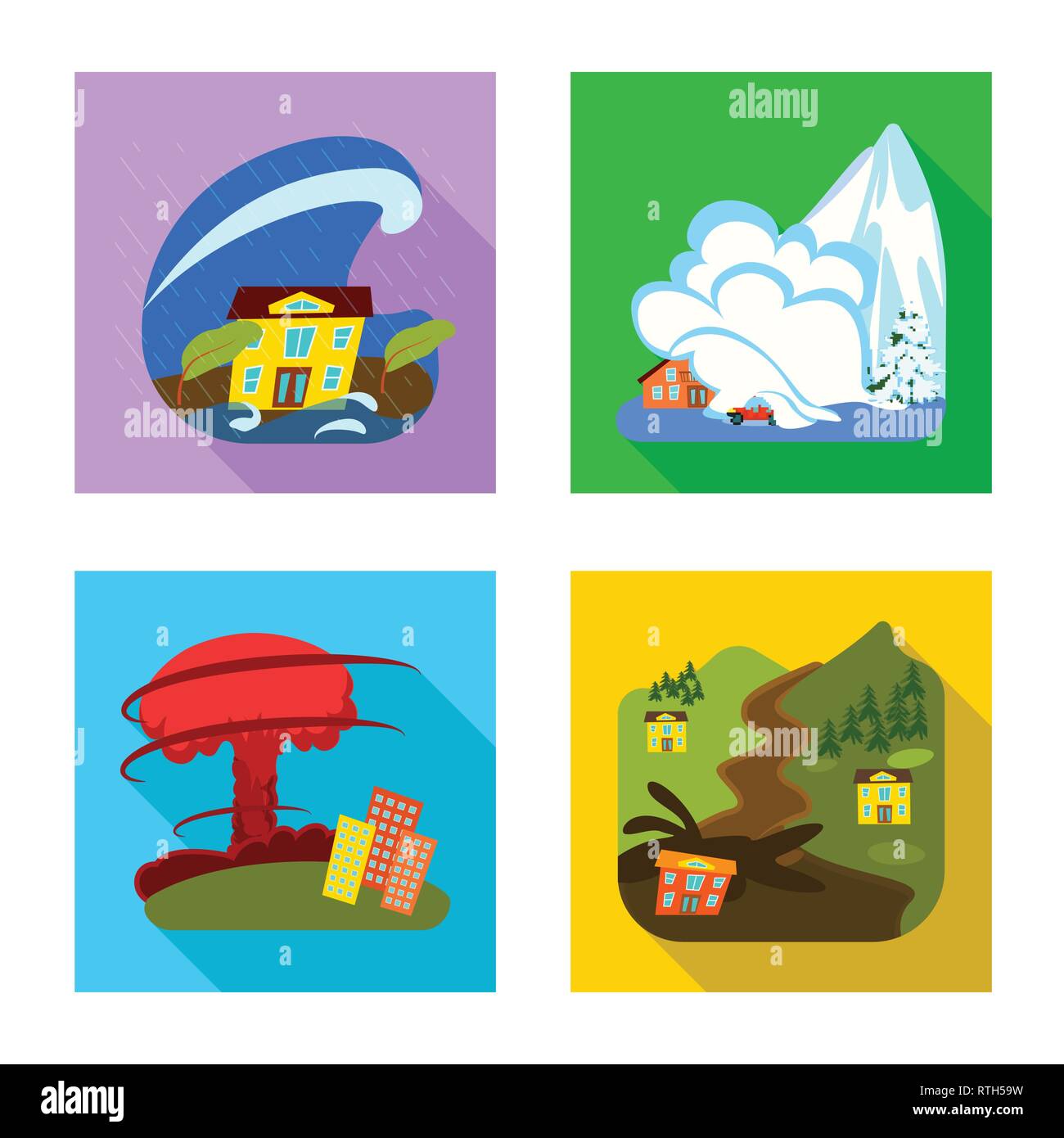 Vector design of collapse and environment sign. Collection of collapse ...