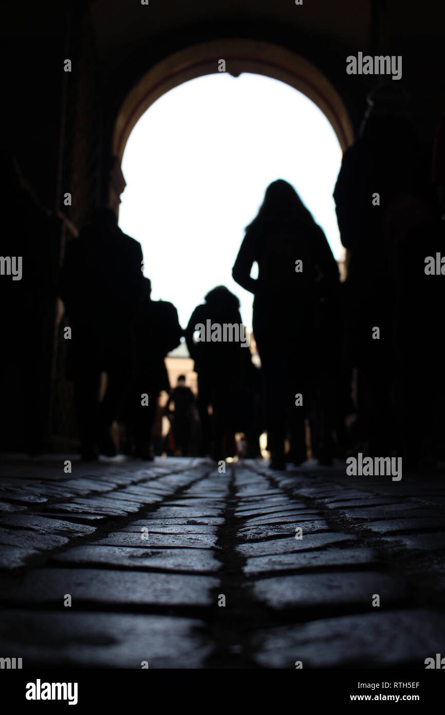 People entering a gate at Wawel castle Stock Photo - Alamy