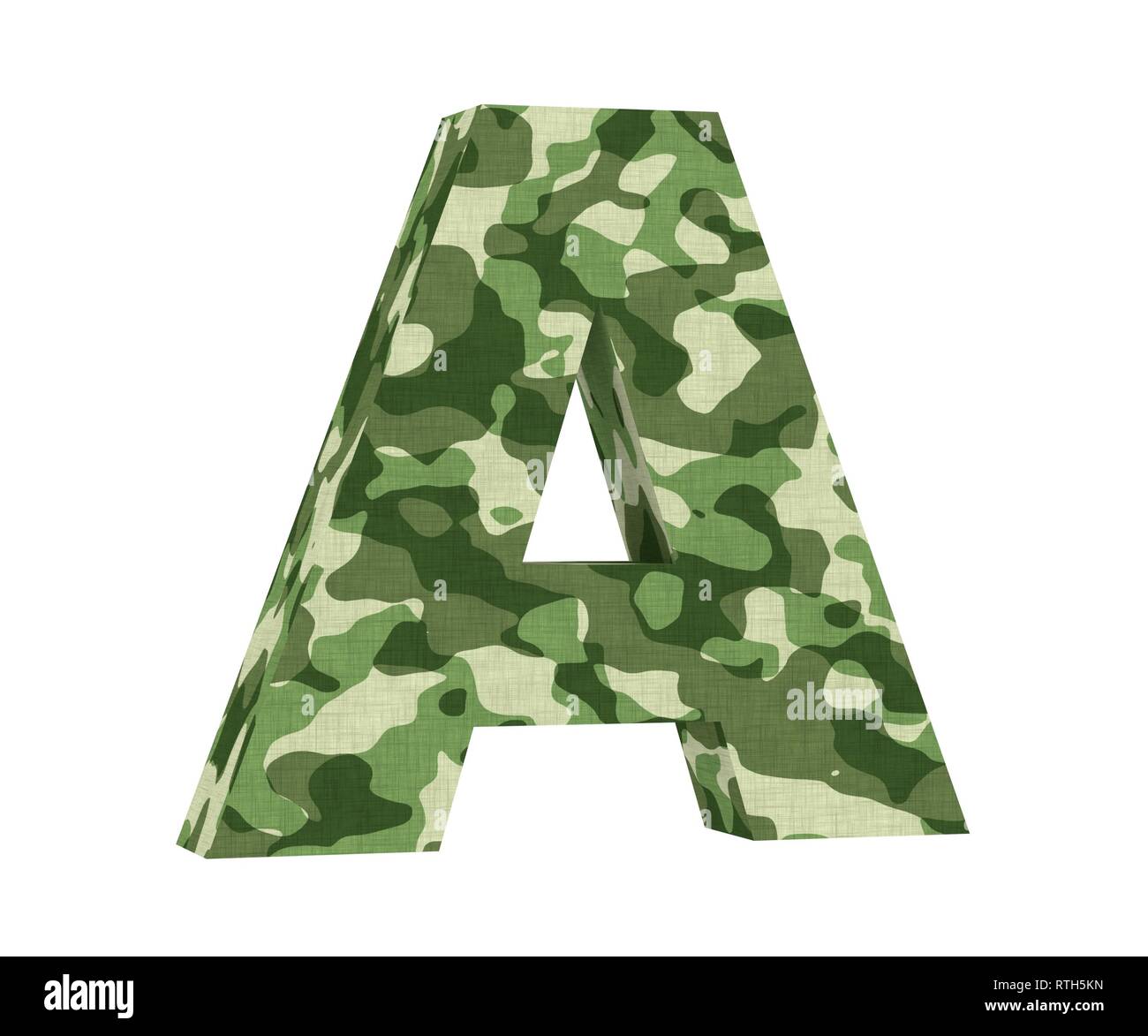 Camouflage letter. Capital Letter - A isolated on white background. 3D ...