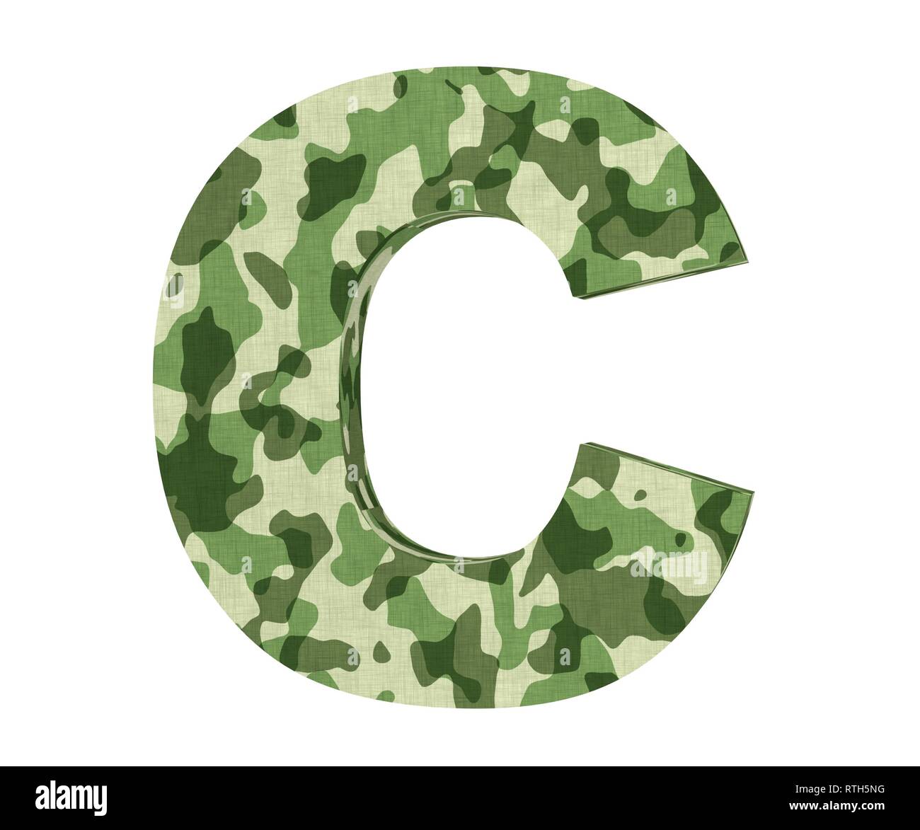 Camouflage letter. Capital Letter - C isolated on white background. 3D ...