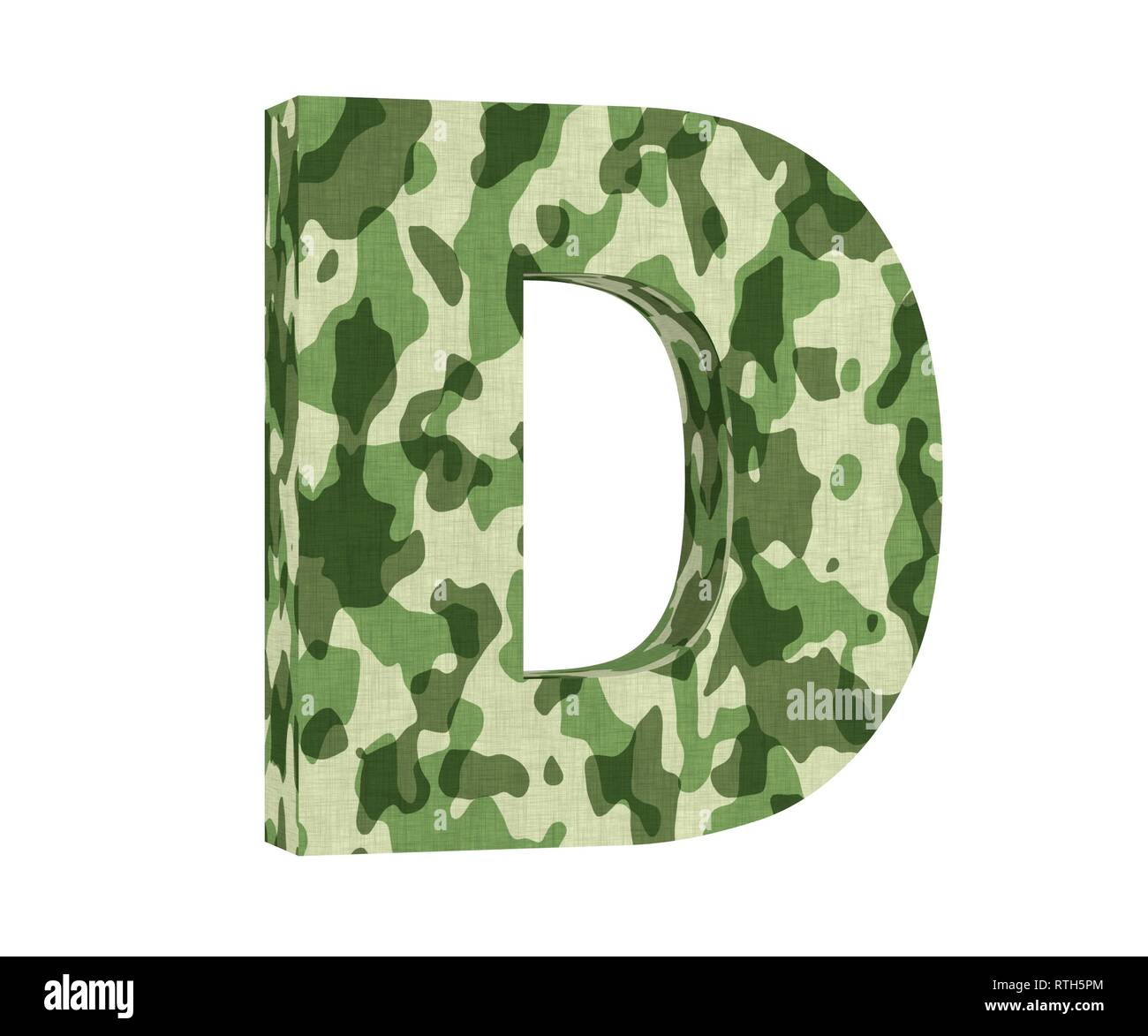 Camouflage letter. Capital Letter - D isolated on white background. 3D ...