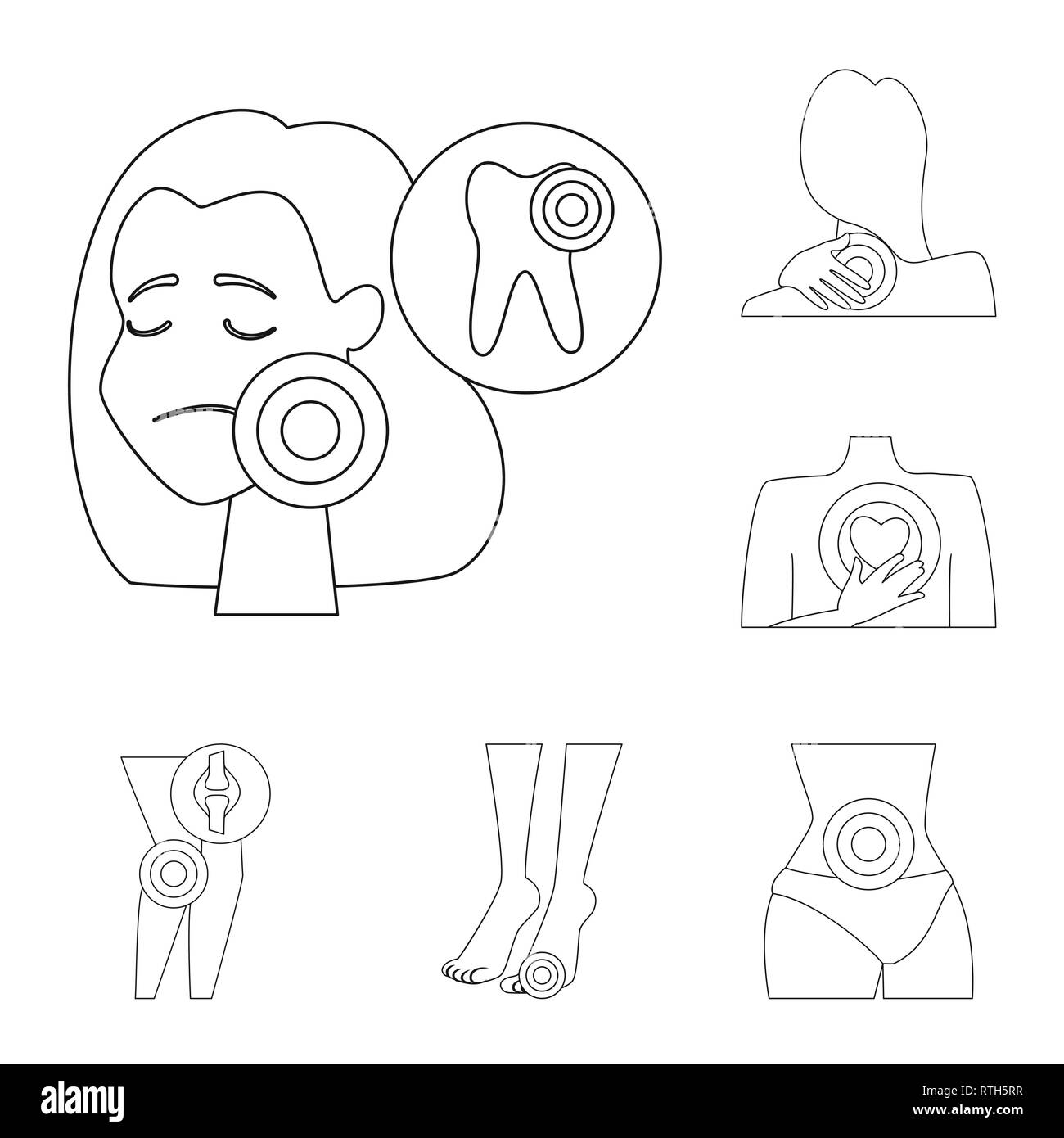 Vector design of bone and inflammation sign. Set of bone and wound ...