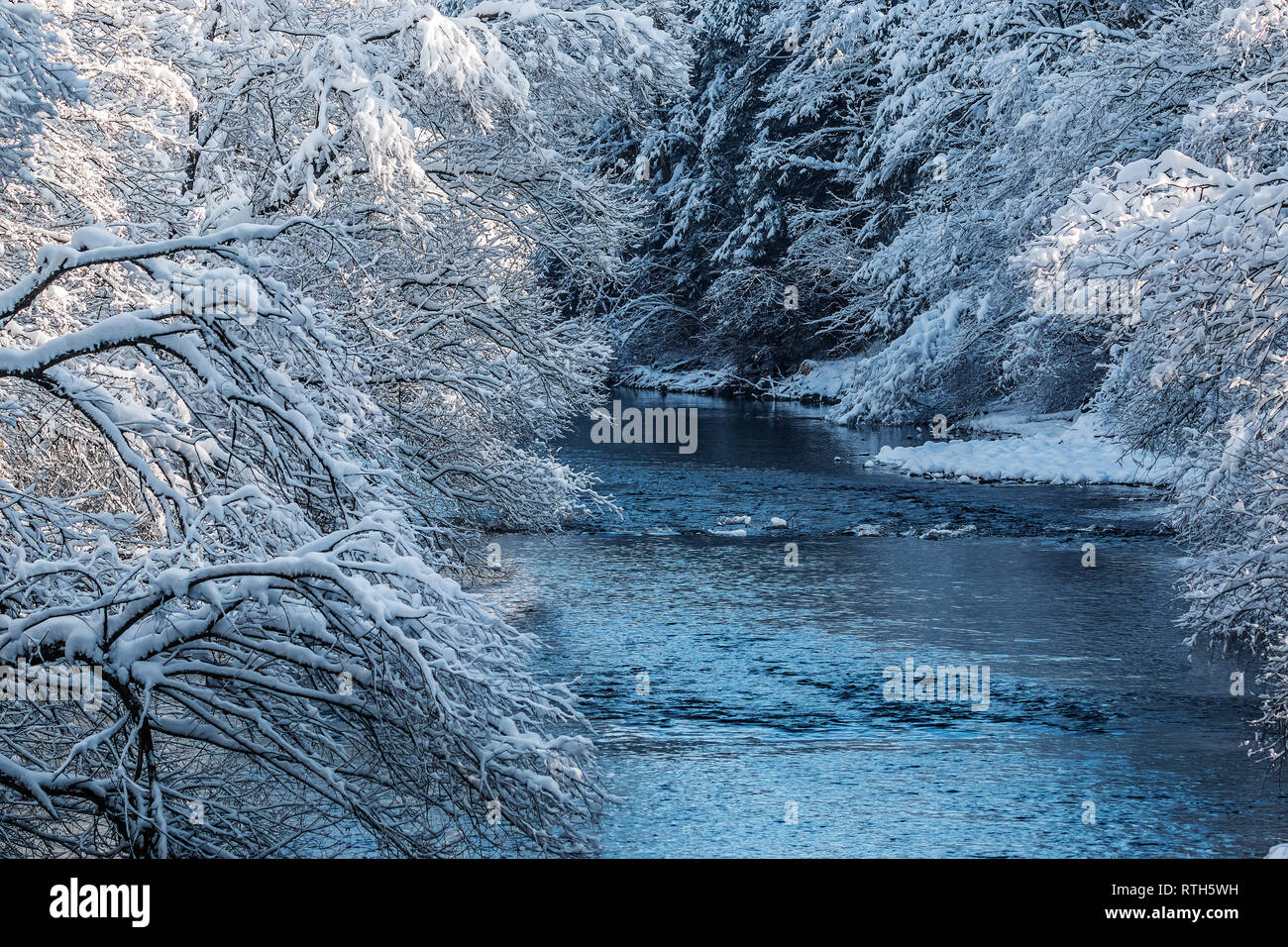 river isar in winter snow Stock Photo - Alamy