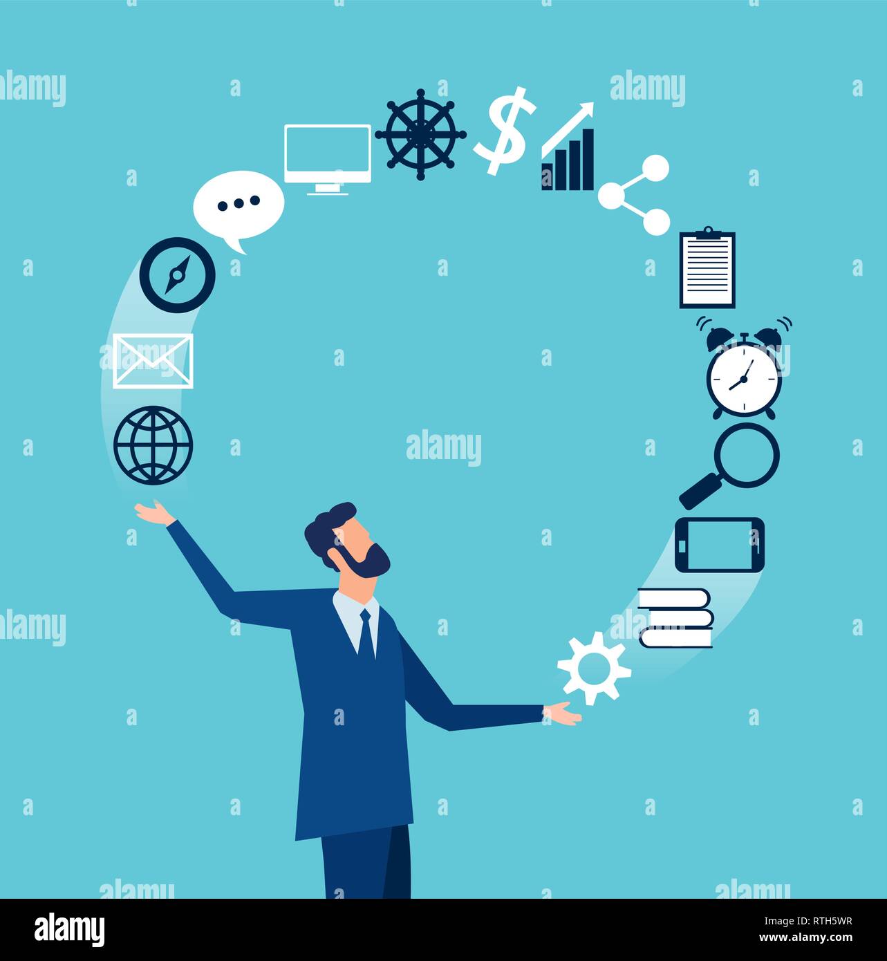 Vector of a businessman juggling business icons. Concept of ...