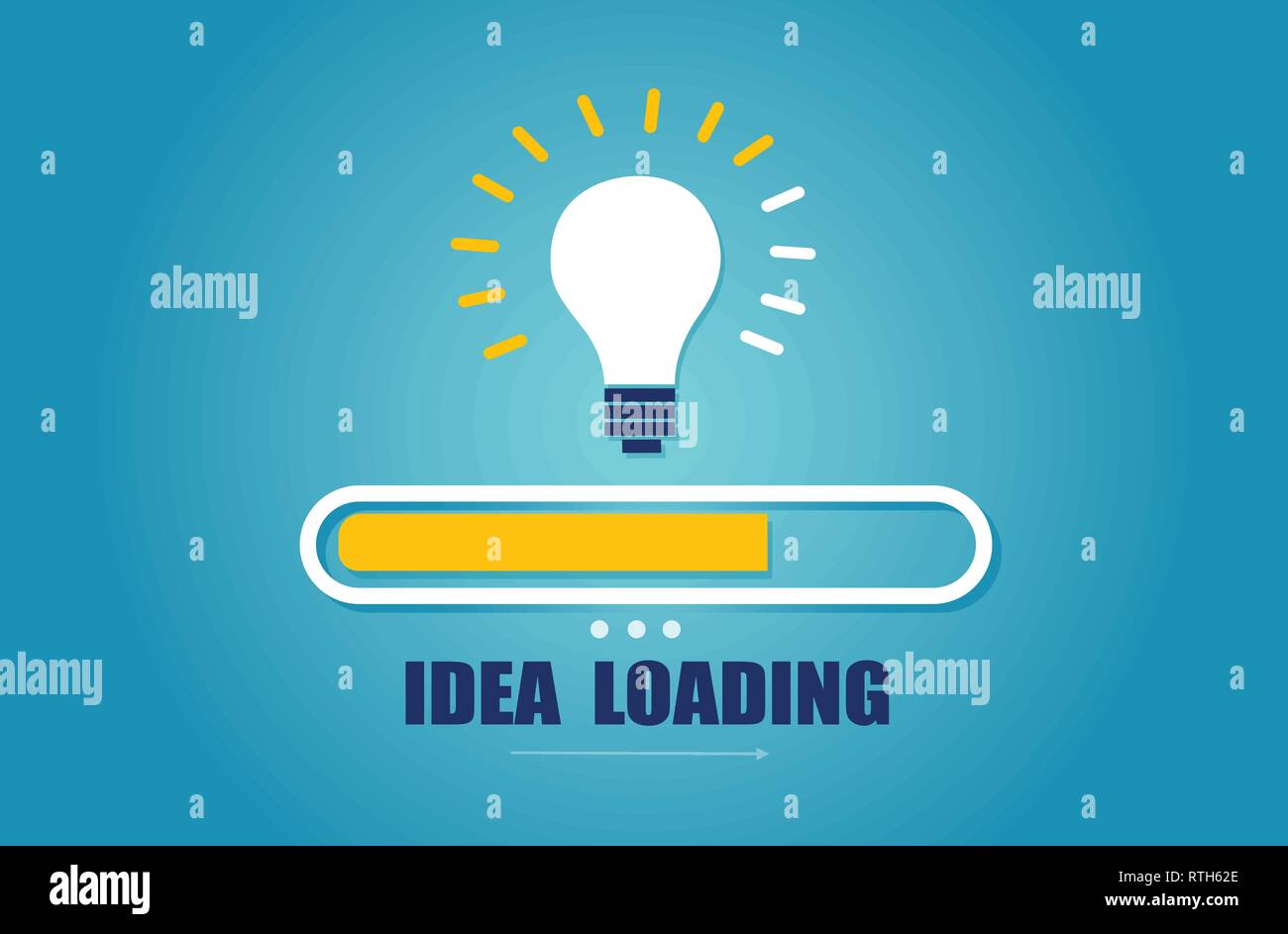 Problem solving and brainstorming concept. Vector of a loading bar almost complete with idea ...