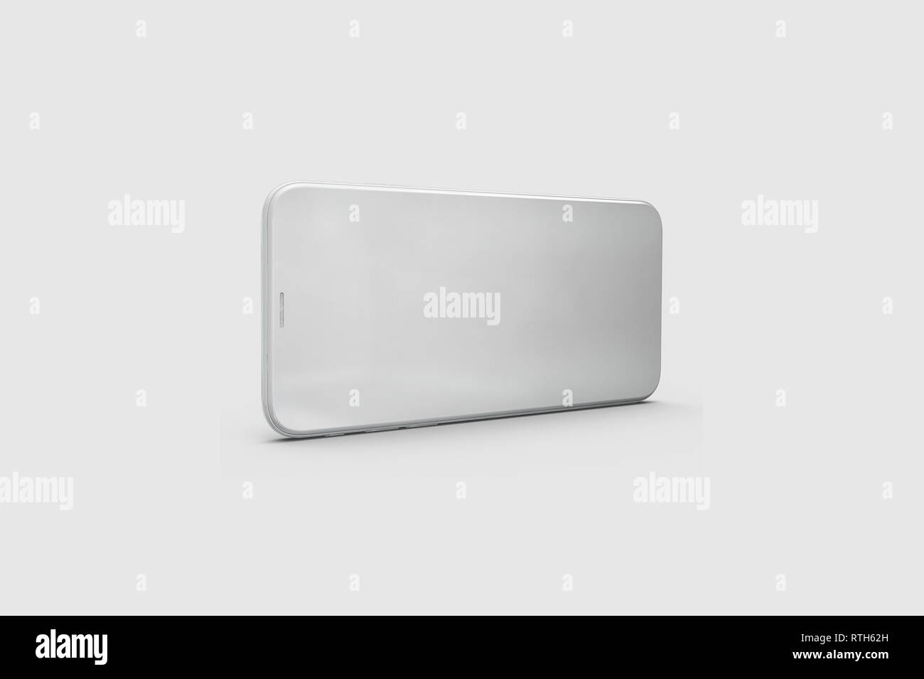 White Smartphone on soft gray background. Mock-up phone with blank ...