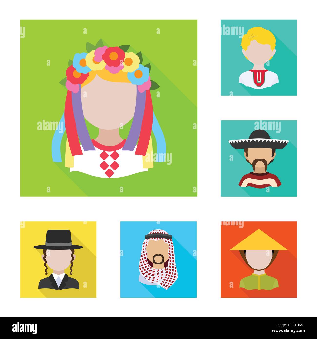 Vector illustration of nation and race symbol. Collection of nation and ...