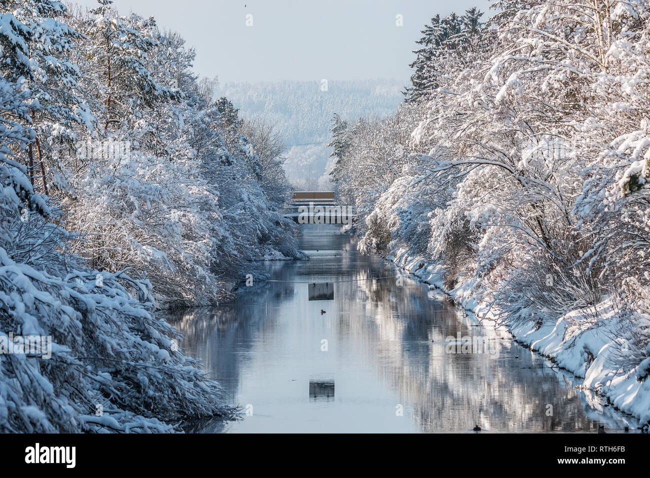 river isar in winter snow Stock Photo - Alamy