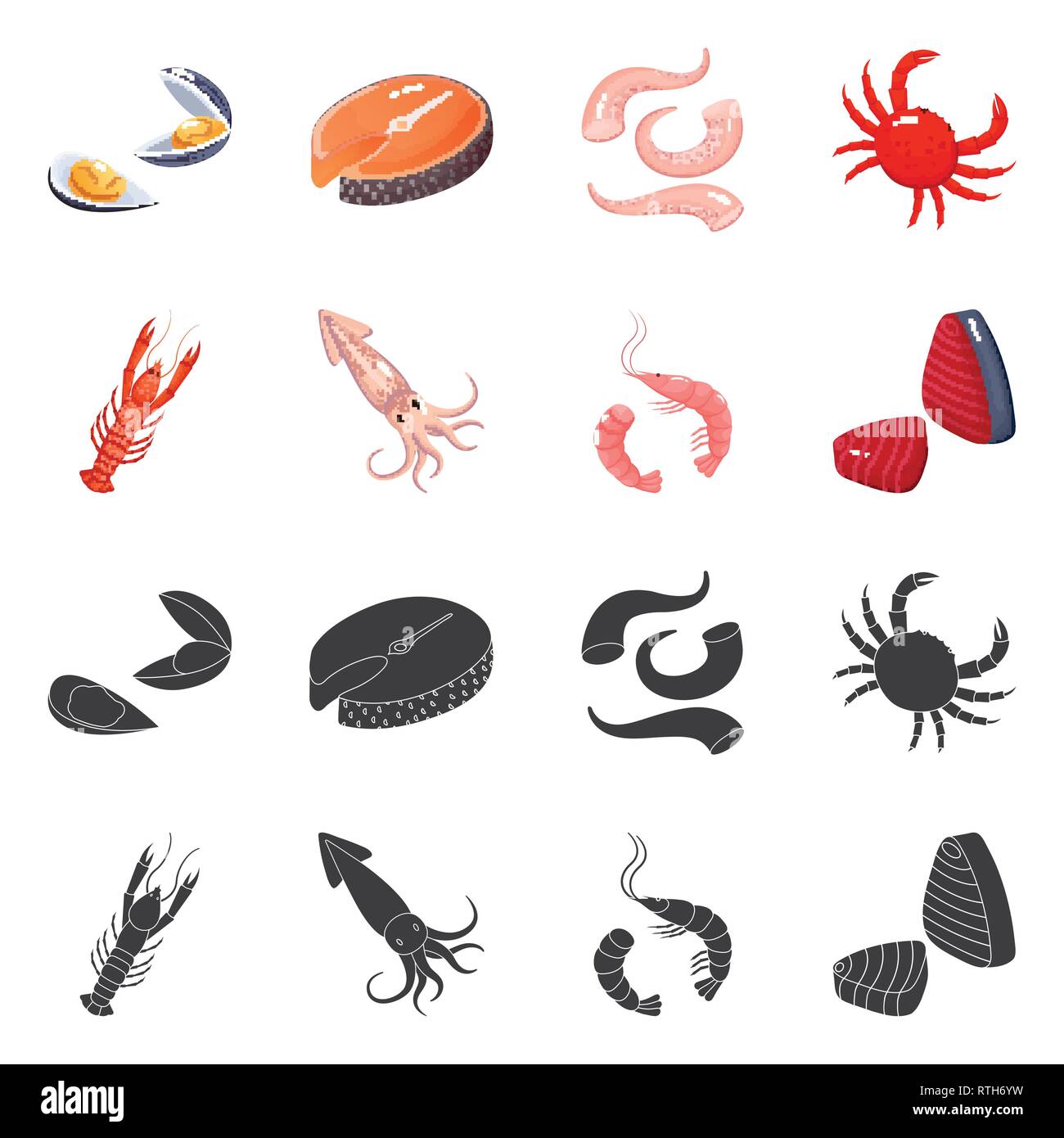 mussel,salmon,octopus,crab,lobster,shrimp,clam,fish,squid,shell,cooked ...