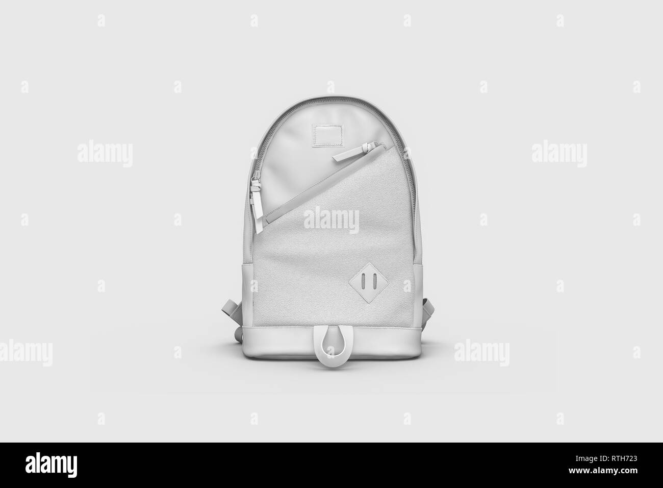 White Backpack Mock up isolated on soft gray background. 3D rendering ...