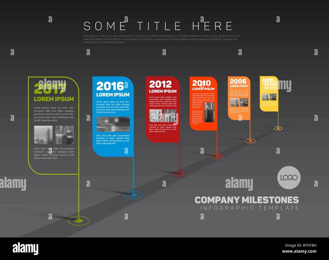 Vector Infographic Company Milestones Timeline Template with flag ...
