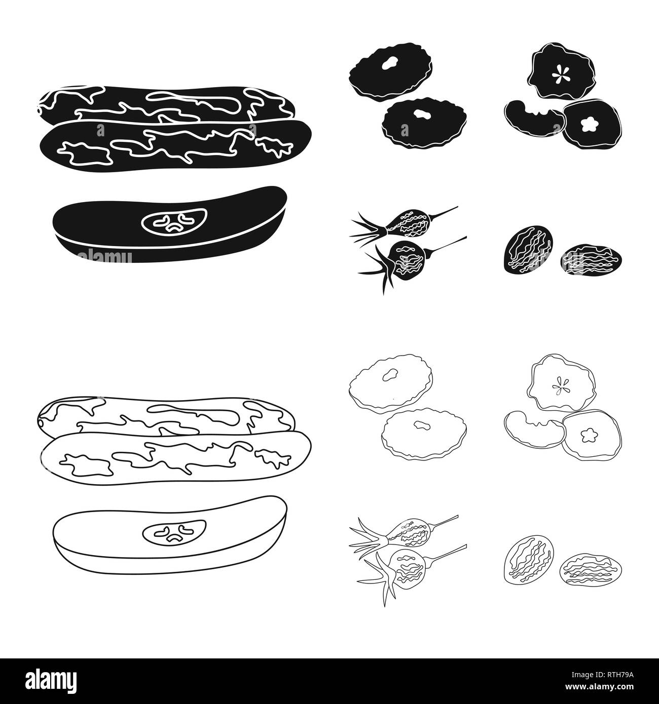 Vector illustration of food and raw logo. Set of food and nature stock ...