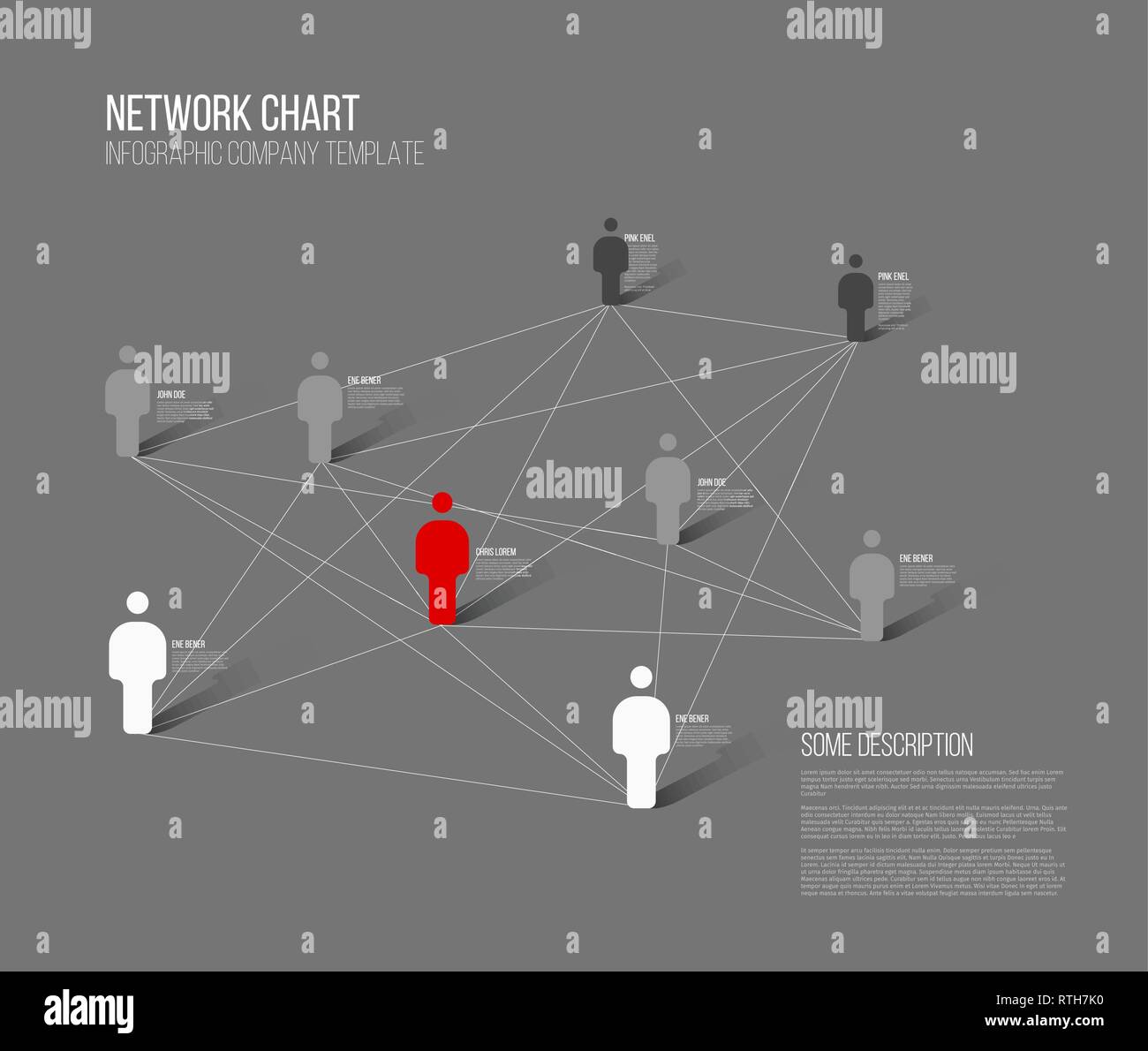 Minimalist people network 3d diagram template - dark gray version Stock ...