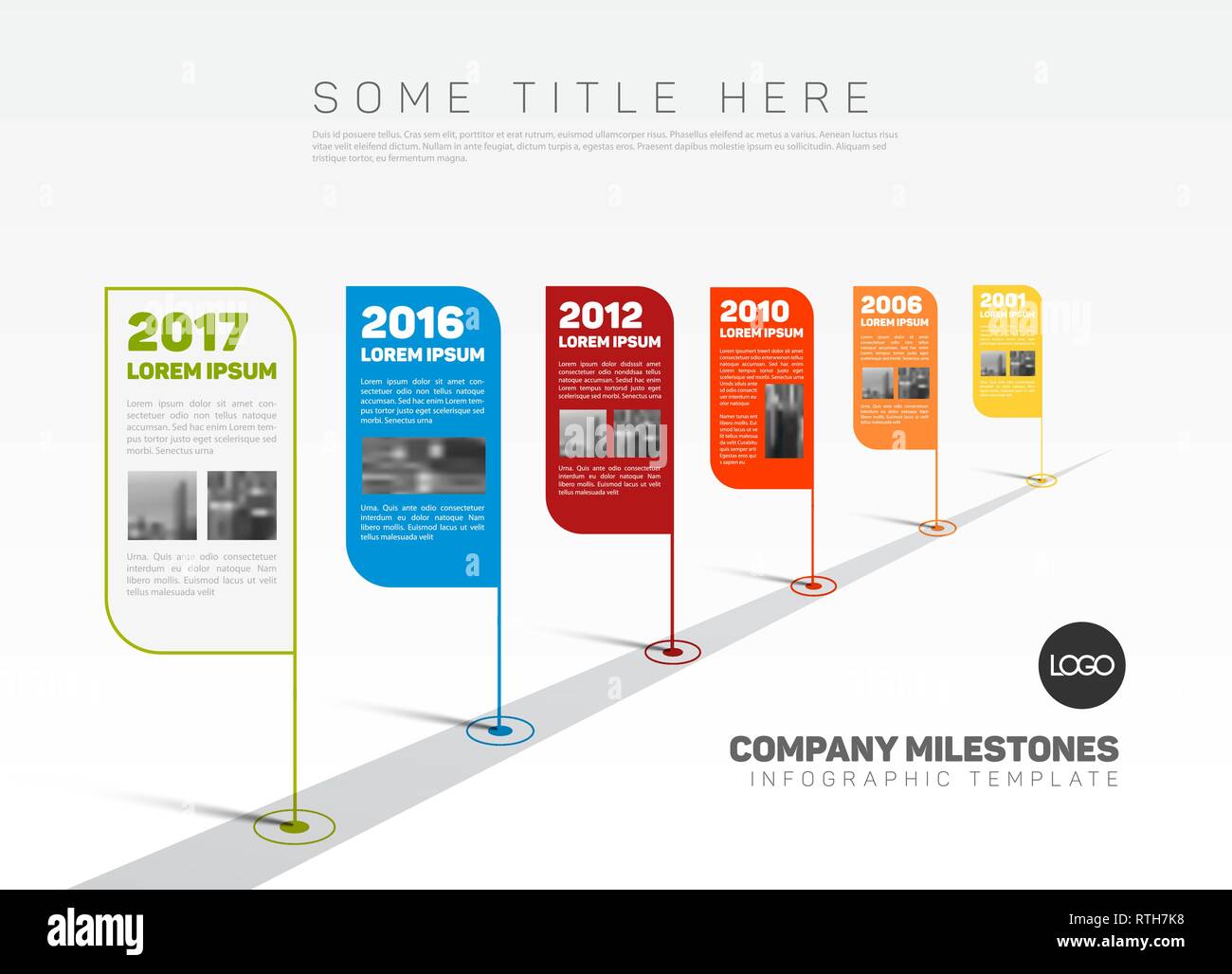 Vector Infographic Company Milestones Timeline Template with flag ...