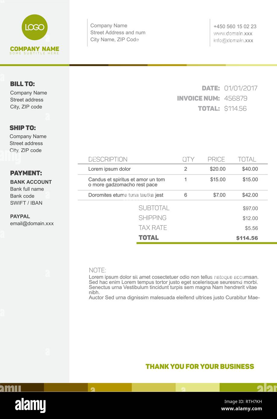 Vector minimalist invoice template design for your business / company ...