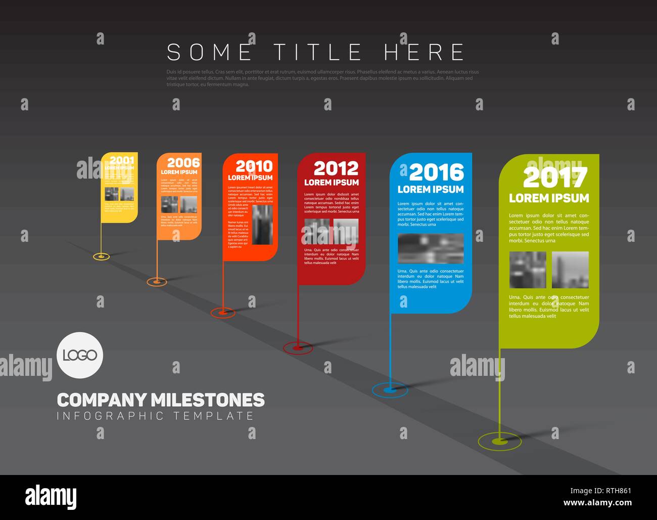 Vector Infographic Company Milestones Timeline Template with flag ...