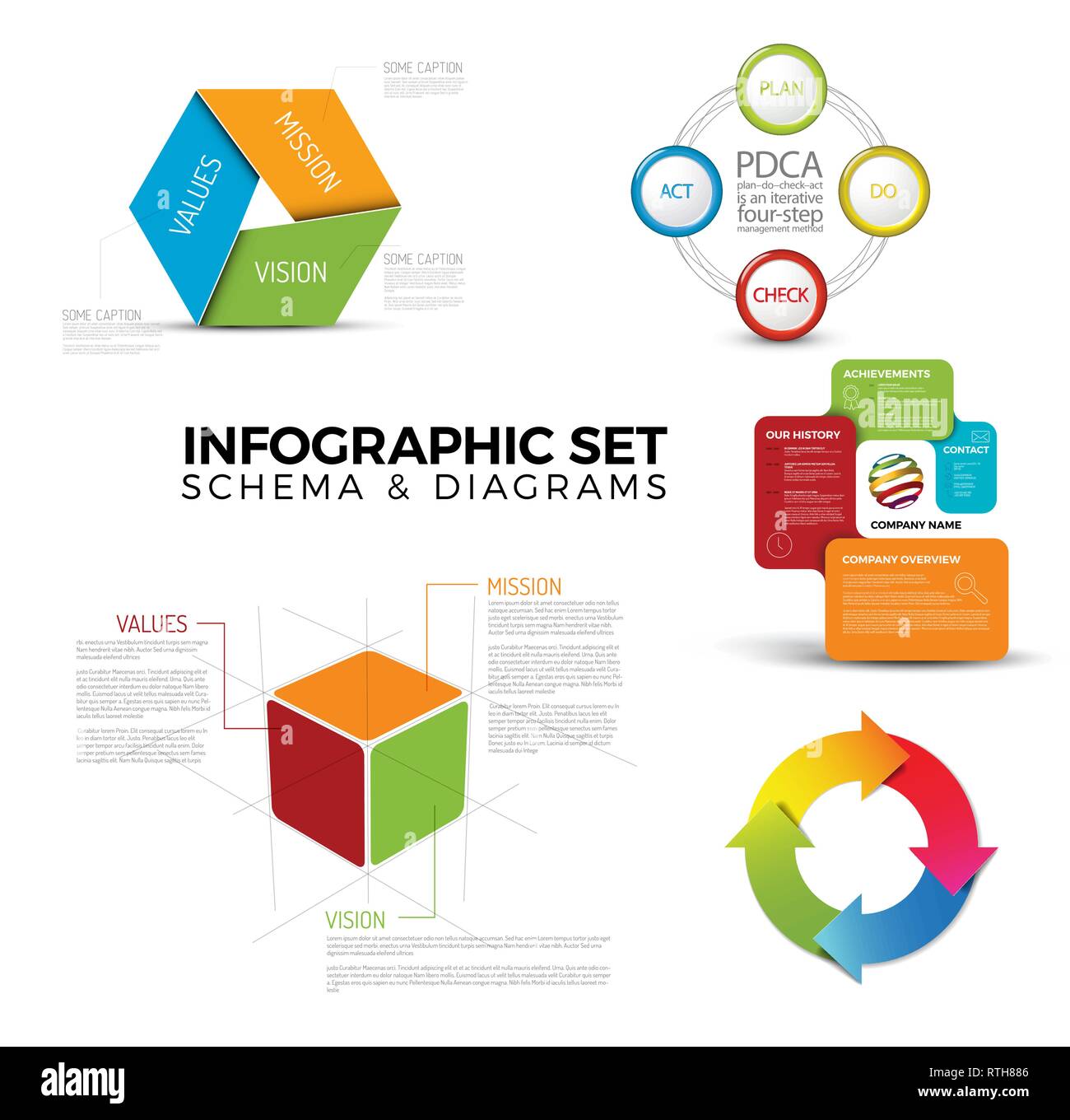 Collection of diagram schema templates for your infographics Stock ...