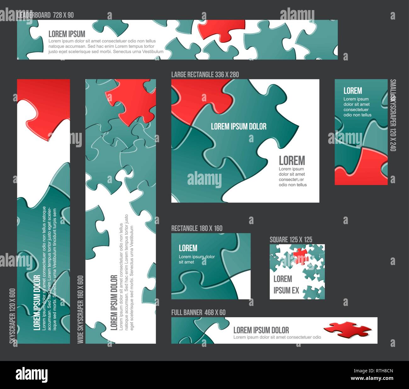 Vector Banner templates collection with puzzle background Stock Vector ...