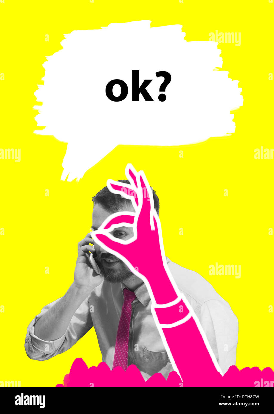 Contemporary modern art collage about businessmen at office. Success ...